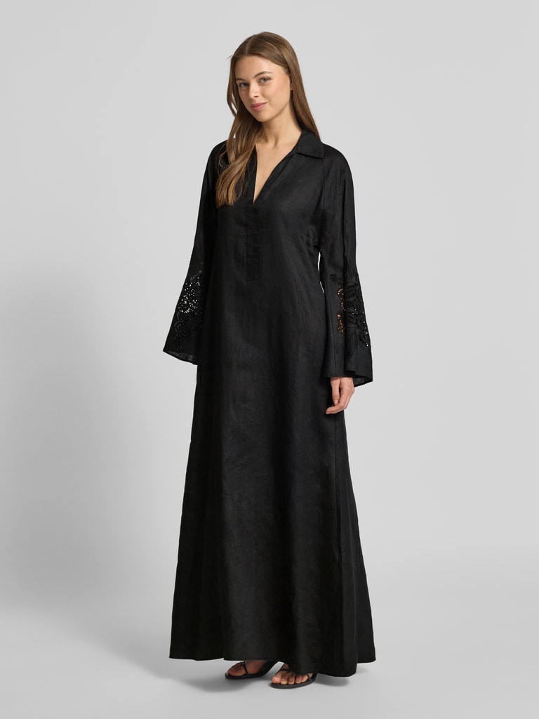 Max Mara Studio Leinenkleid mit Lochstickerei Modell 'STRANO' (black ...