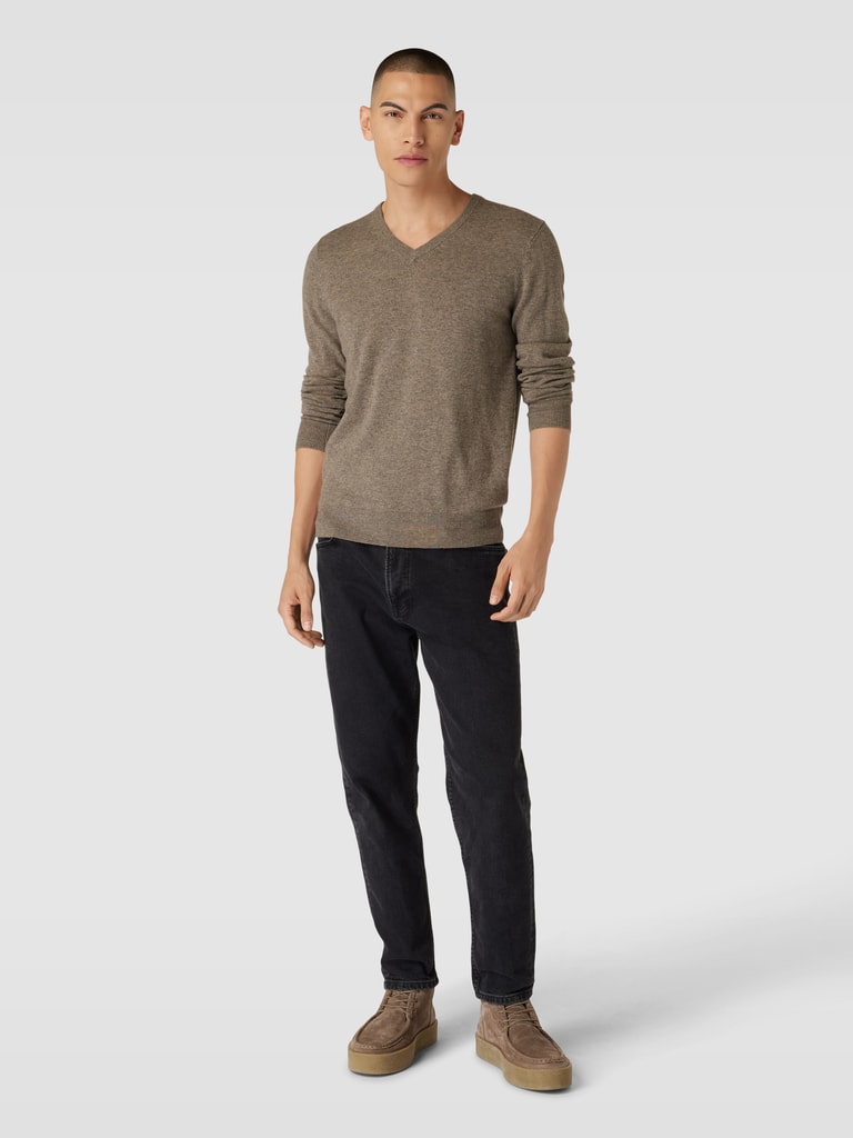 Gant Strickpullover aus Lammwoll-Mix mit V-Ausschnitt (hellbraun ...