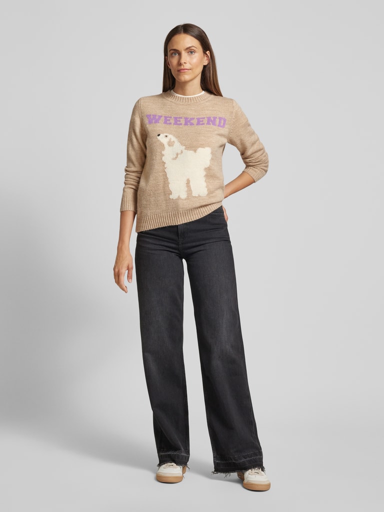 Weekend Max Mara Strickpullover mit gerippten Abschlüssen Modell 'OMBROSA' (hellbraun) online kaufen