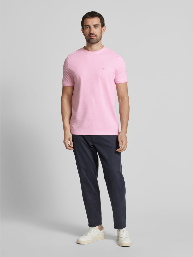 Fynch-Hatton T-Shirt mit Label-Stitching (rosa) online kaufen