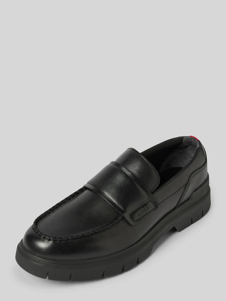 HUGO Lederloafers mit Label-Detail Modell 'Ryan' (black) online kaufen