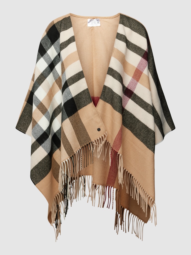 Fraas Poncho met franjes, model 'Ruana' in beige gemêleerd online kopen ...
