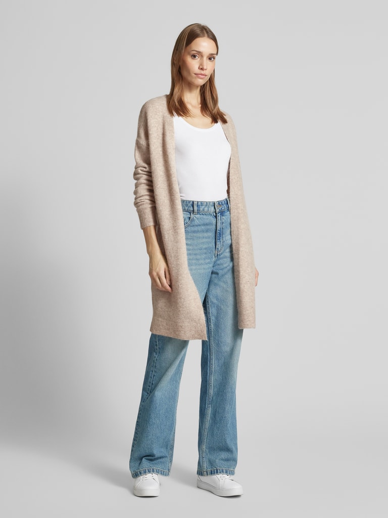 Christian Berg Woman Lange cardigan met kapmouwen in beige gemêleerd ...