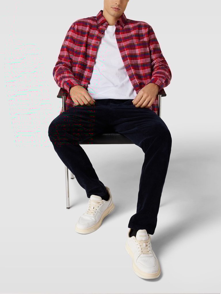 Christian Berg Men Vrijetijdsoverhemd met tartanruit in rood online ...