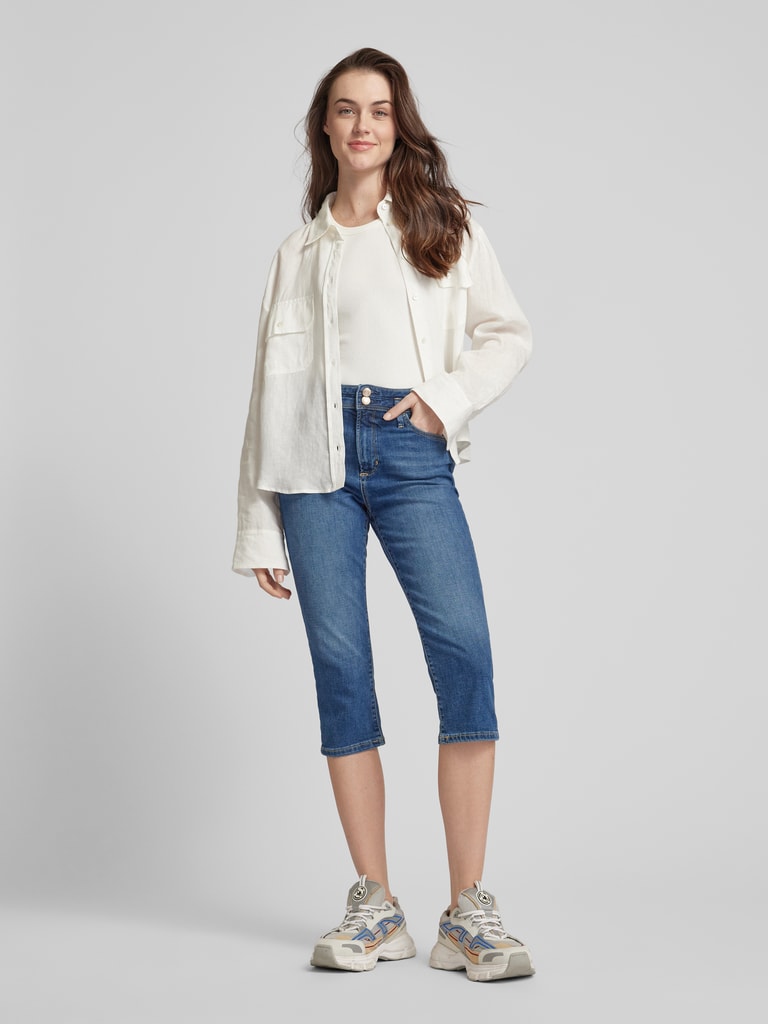 s.Oliver RED LABEL Slim Fit Caprijeans mit Gürtelschlaufen (dunkelblau ...