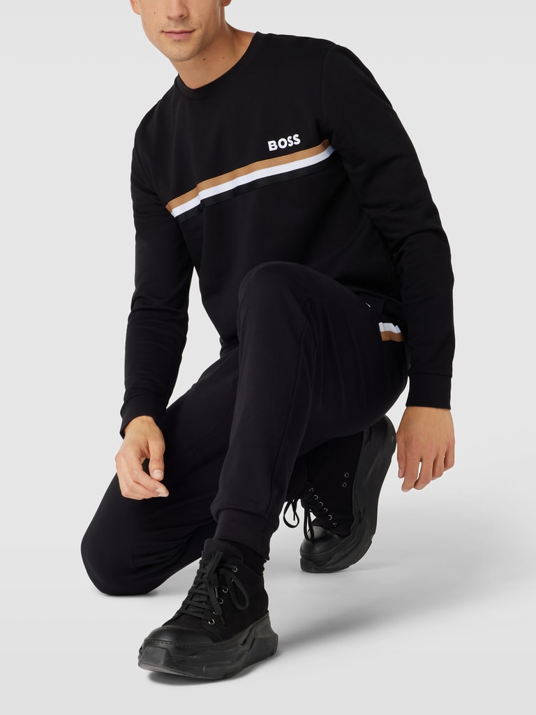 BOSS Sweatpants mit Label-Stitching Modell 'Iconic' (black) online kaufen