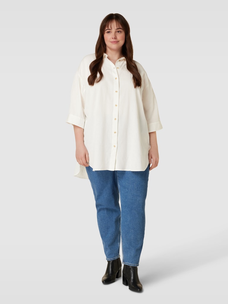 Fransa Plus PLUS SIZE Hemdbluse mit 3/4-Arm Modell 'Maddie' (weiss ...