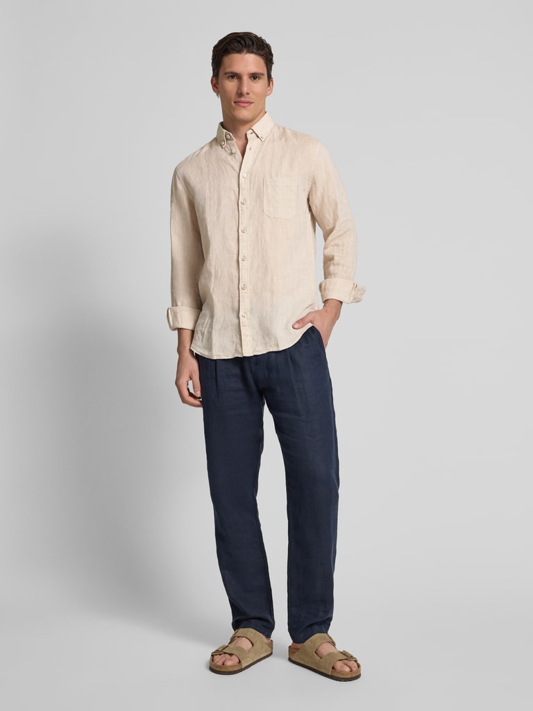 Fynch-Hatton Regular Fit Leinenhemd mit Button-Down-Kragen (sand ...