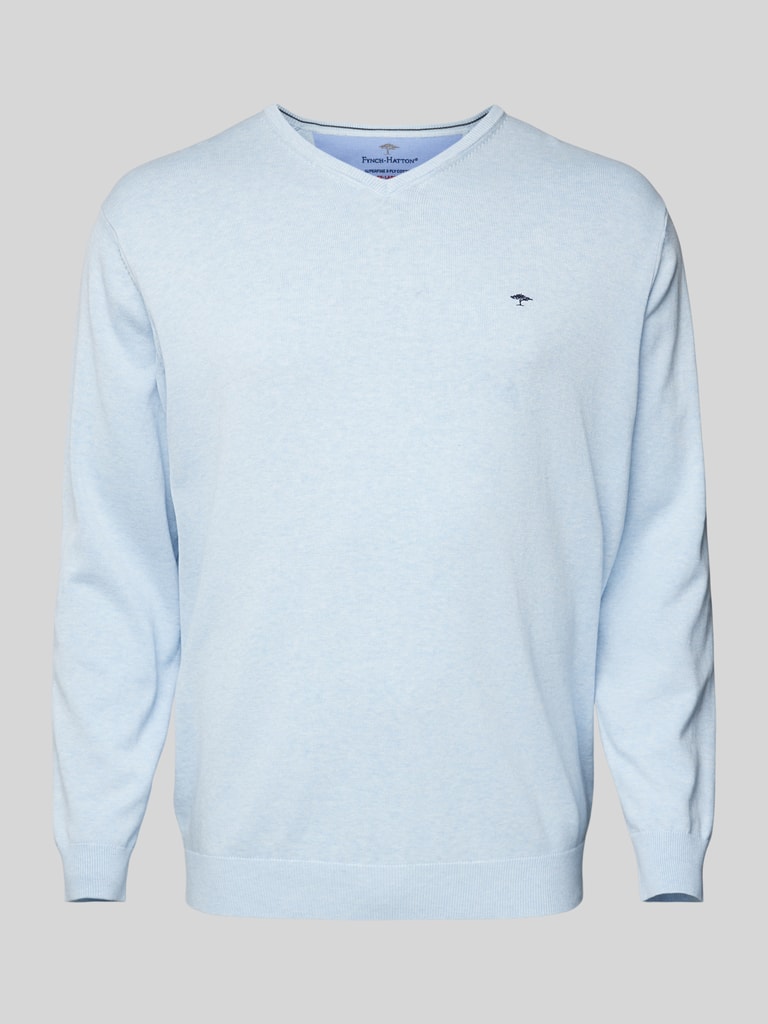 Fynch-Hatton Pullover met V-hals in lichtblauw gemêleerd online kopen | P&C