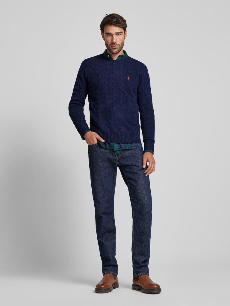 Polo Ralph Lauren Strickpullover mit Logo-Stitching (marine) online kaufen