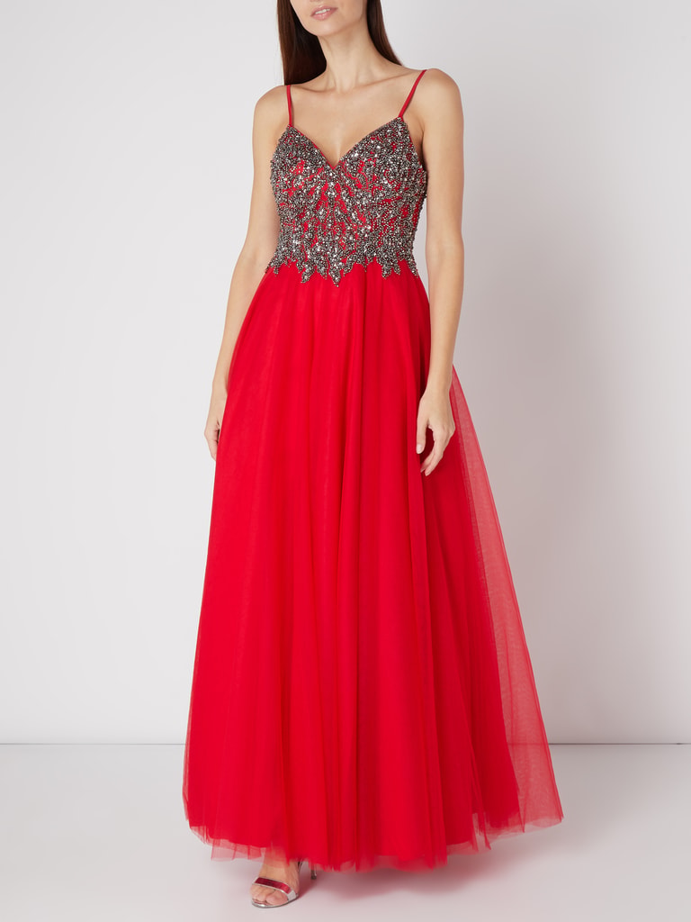 Unique Abendkleid mit Zierperlen (rot) online kaufen