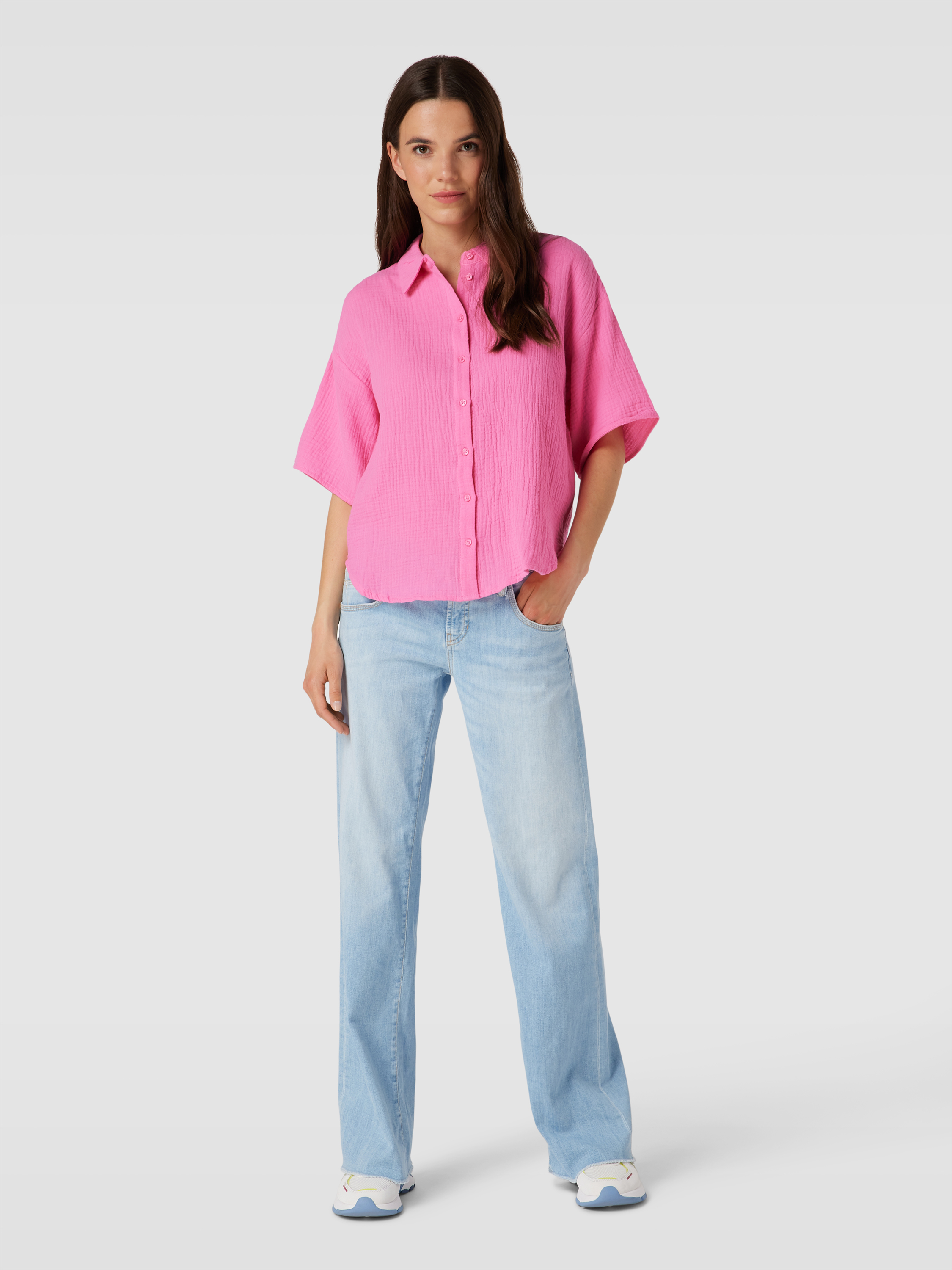 Object Bluse mit Strukturmuster Modell 'Carina' (pink) online kaufen