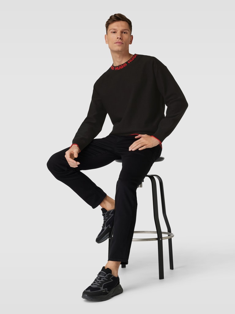 Kup online HUGO Sweter z dzianiny model ‘Smarlo’ w kolorze czarnym (czarny)