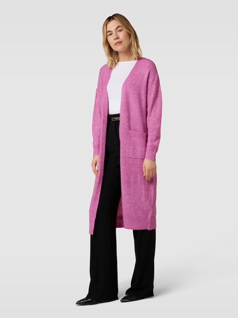 YAS Cardigan met opgestikte zakken, model 'BALIS' in felroze gemêleerd ...