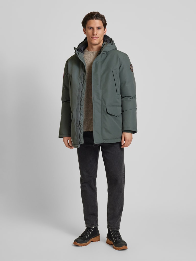 Napapijri Functioneel jack met labelpatch, model 'CORNIER' in kaki ...