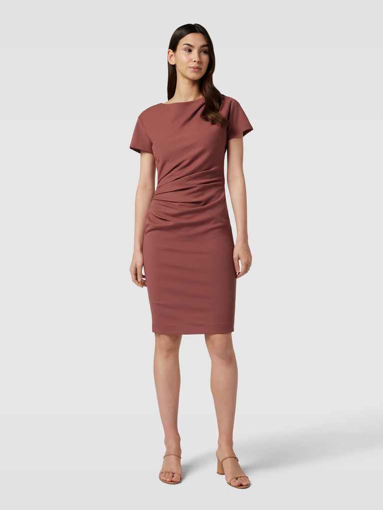 Tiger Of Sweden Knielange jurk met plooien opzij, model 'IZLO' in roestrood online kopen | P&C
