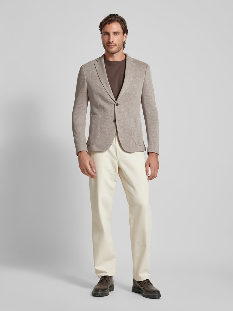 JOOP! Collection 2-knoops colbert met geweven motief, model 'HOVEREST' in beige online kopen | P&C