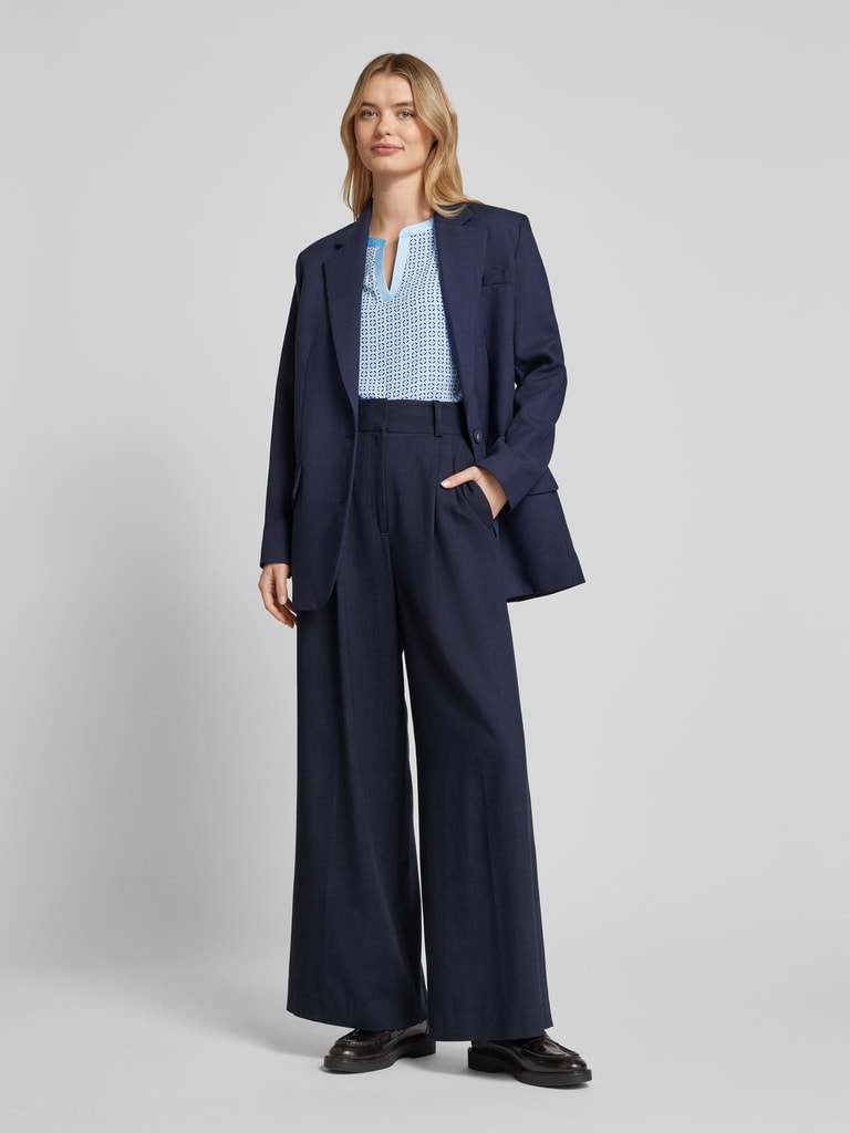 comma Blouseshirt van viscosemix met tuniekkraag in blauw online kopen ...