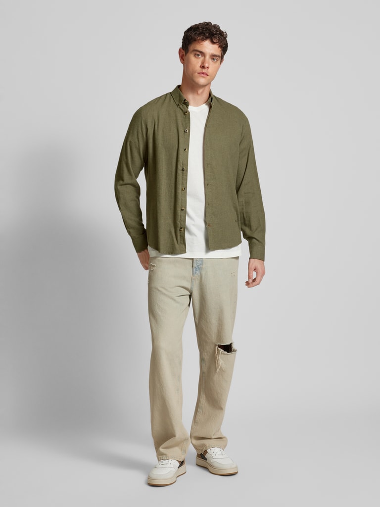 Blend Vrijetijdsoverhemd met platte kraag, model 'Burley' in rietgroen ...