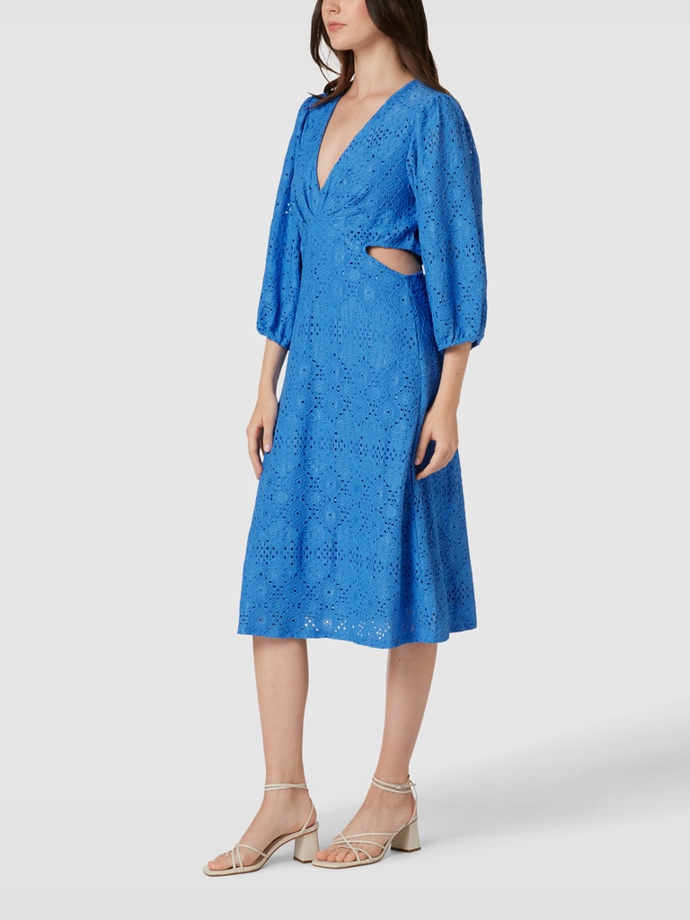 Object Midikleid mit Lochspitze Modell 'Feodora' (bleu) online kaufen