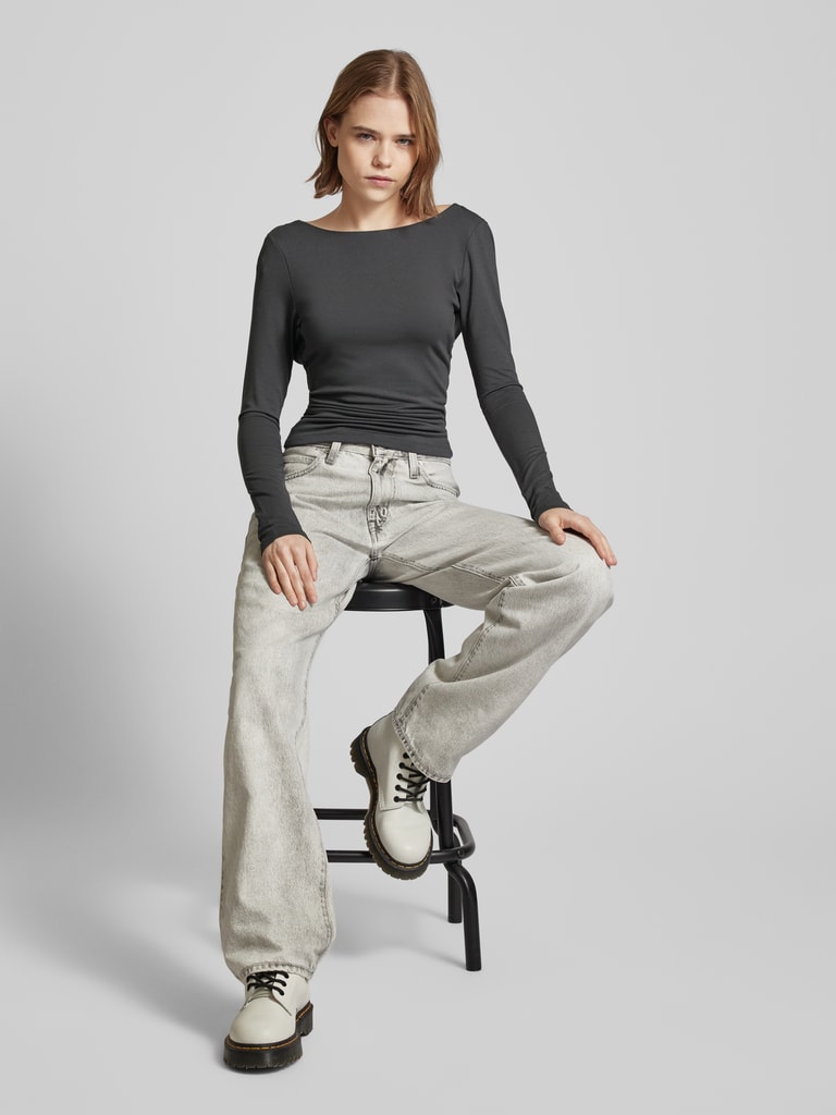 Gina Tricot Longsleeve mit U-Boot-Ausschnitt Modell 'Bello' (anthrazit ...