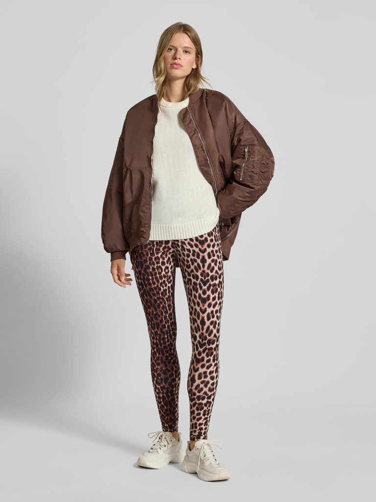 OH APRIL Legging in all-over look, model 'LOGOMANIA' in middenbruin ...