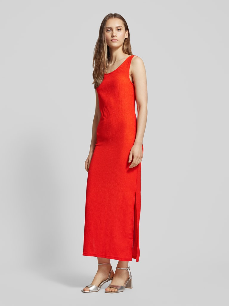 Pieces Midikleid mit Strukturmuster Modell 'LUNA' (hellrot) online kaufen