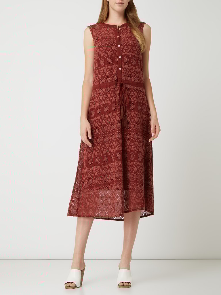 Set Jurk van viscose met broderie anglaise in roestrood online kopen | P&C