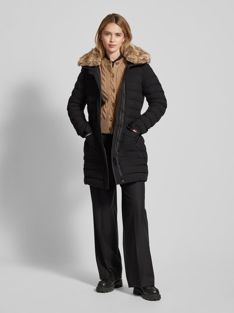 Wellensteyn Gewatteerde lange jas met tailleriem, model 'ABENDSTERN' in zwart online kopen | P&C