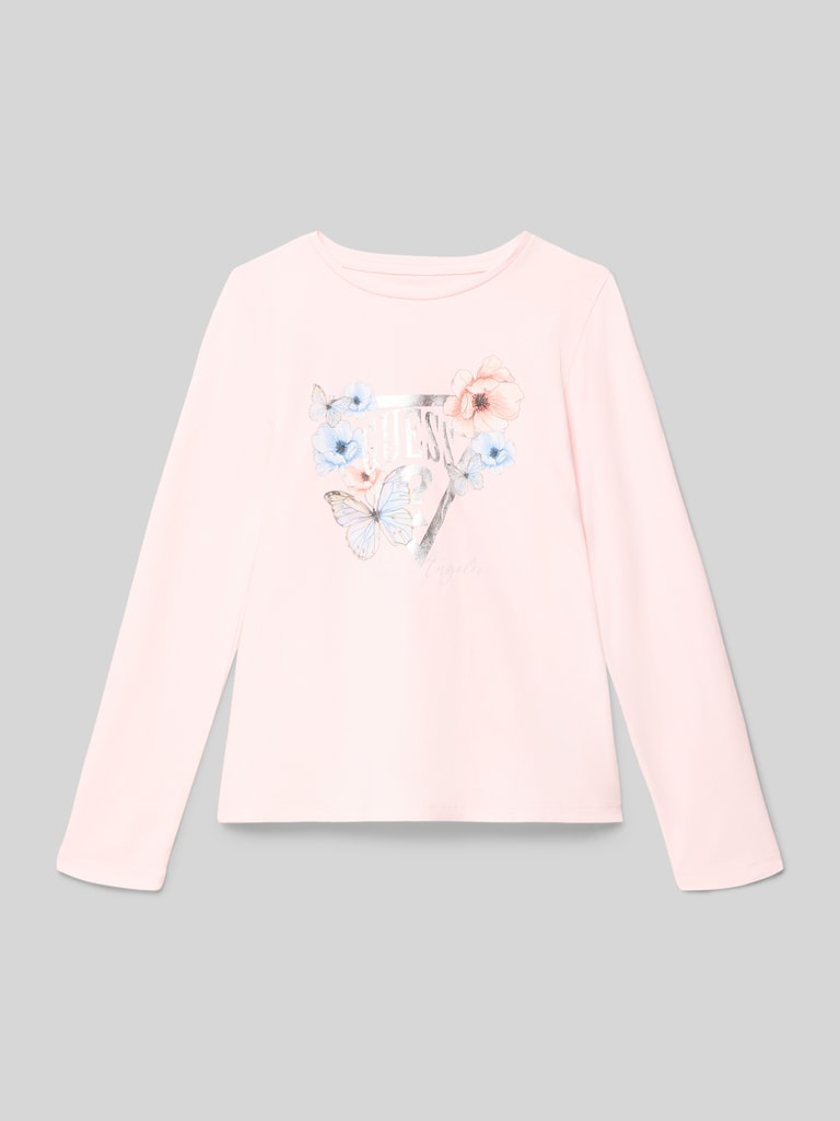 GUESS Longsleeve mit Label-Print (hellrosa) online kaufen