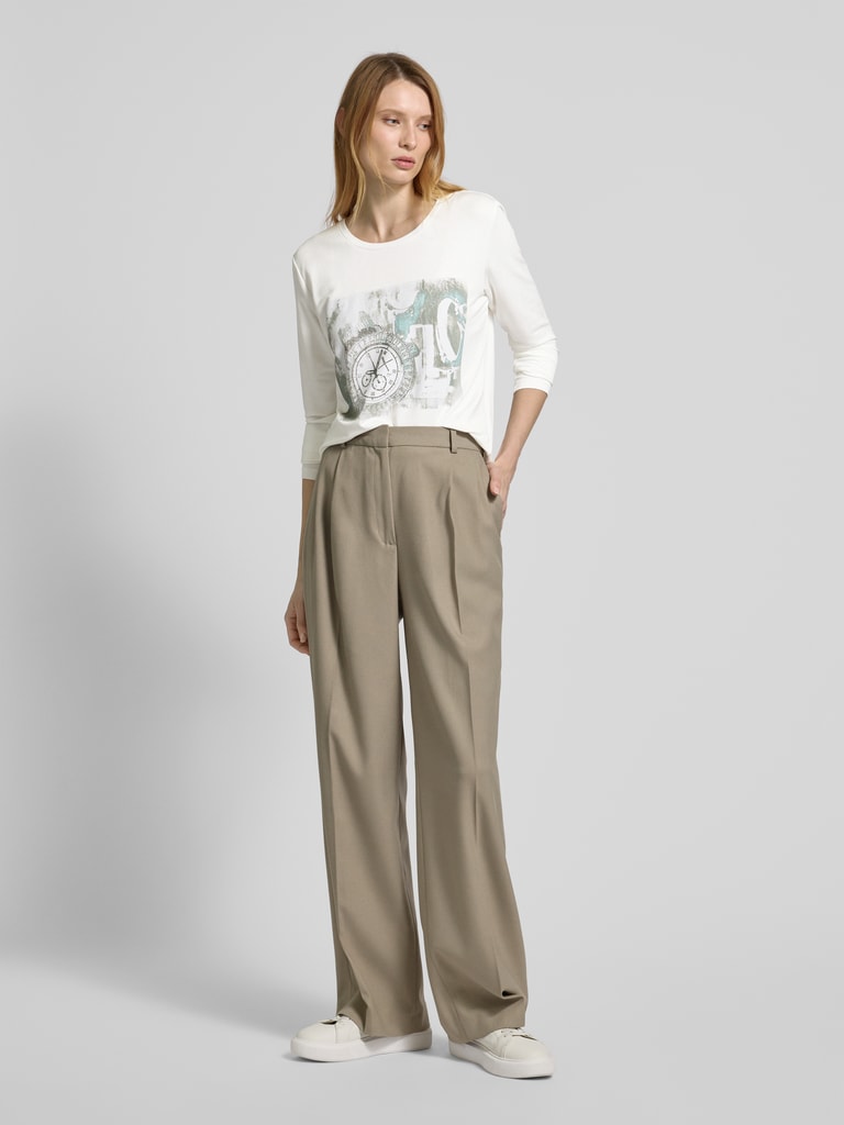 monari Shirt met lange mouwen van viscosemix met ronde hals in offwhite ...