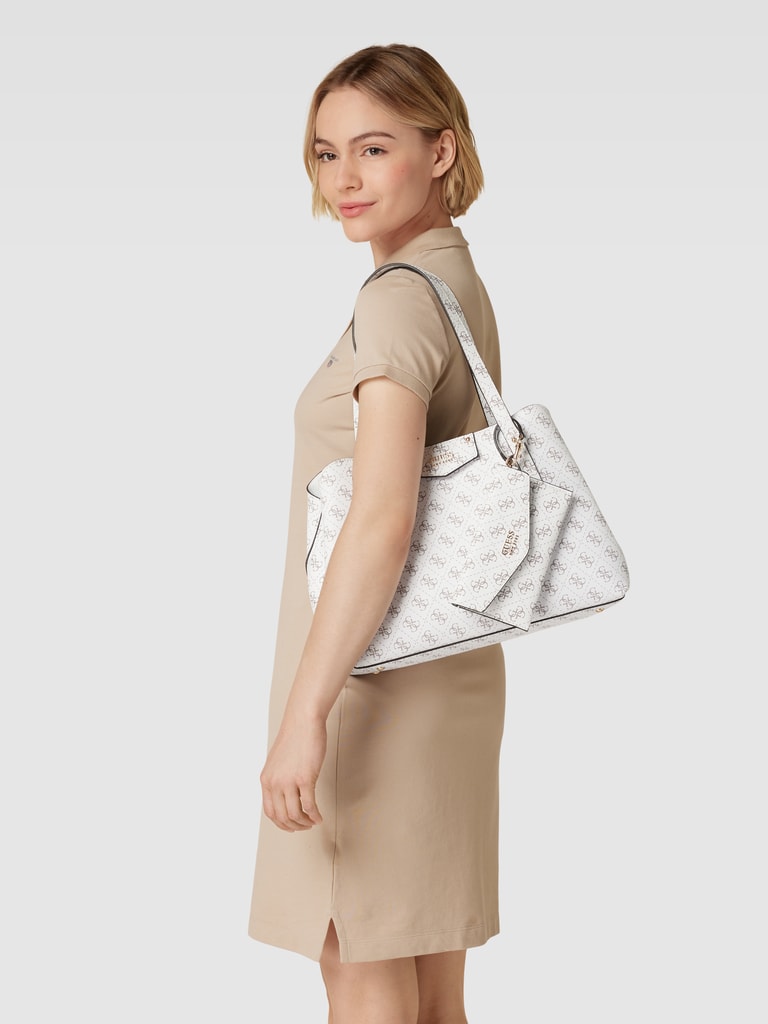GUESS Handtasche mit Label-Print Modell 'BRENTON' (weiss) online kaufen