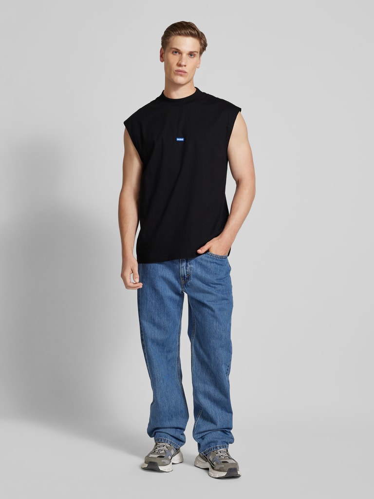 Hugo Blue Tanktop mit Label-Badge Modell 'Navertz' (black) online kaufen