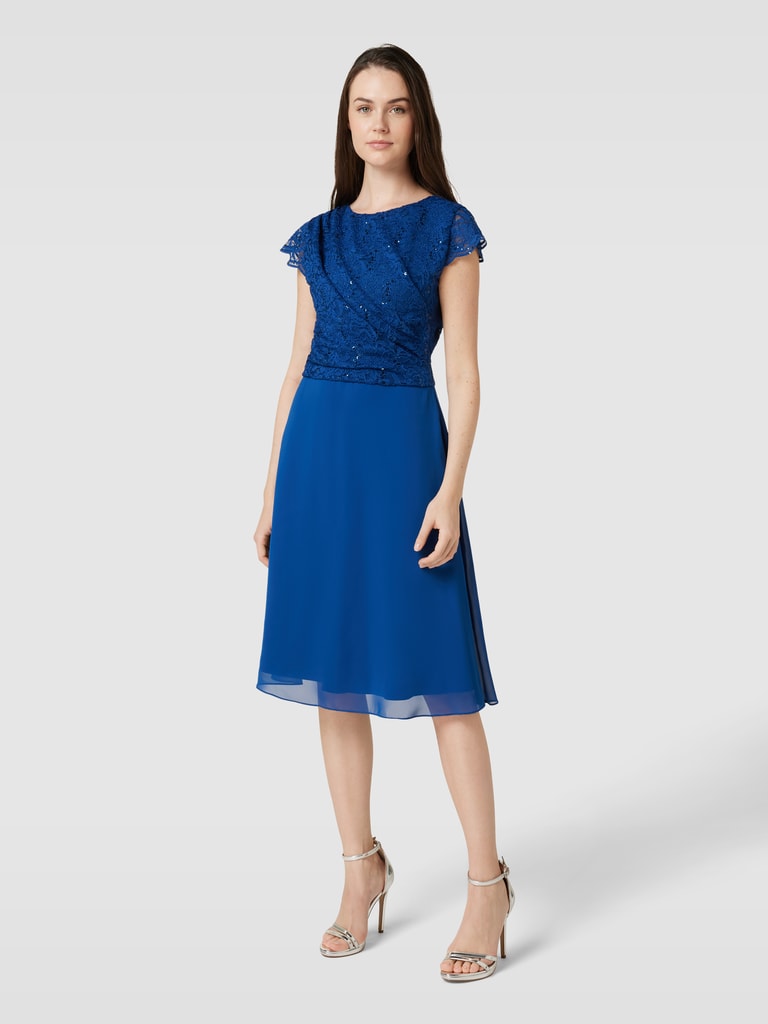 Swing Knielanges Cocktailkleid mit Spitzenbesatz (royal) online kaufen