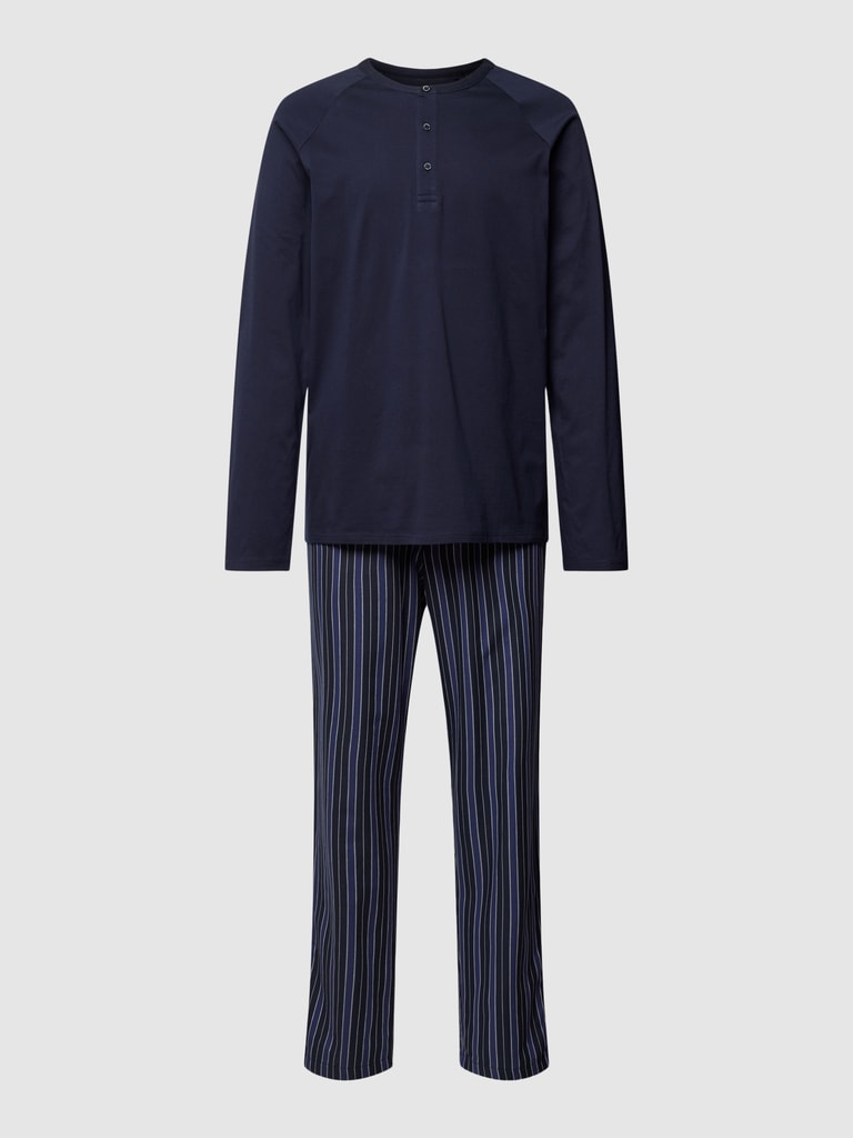 Schiesser Pyjama met knoopsluiting in marineblauw online kopen | P&C