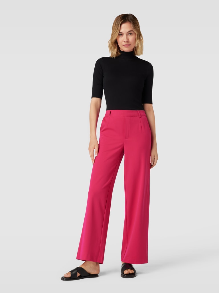 Vila Stoffen broek met Franse steekzakken, model 'VARONE' in felroze ...