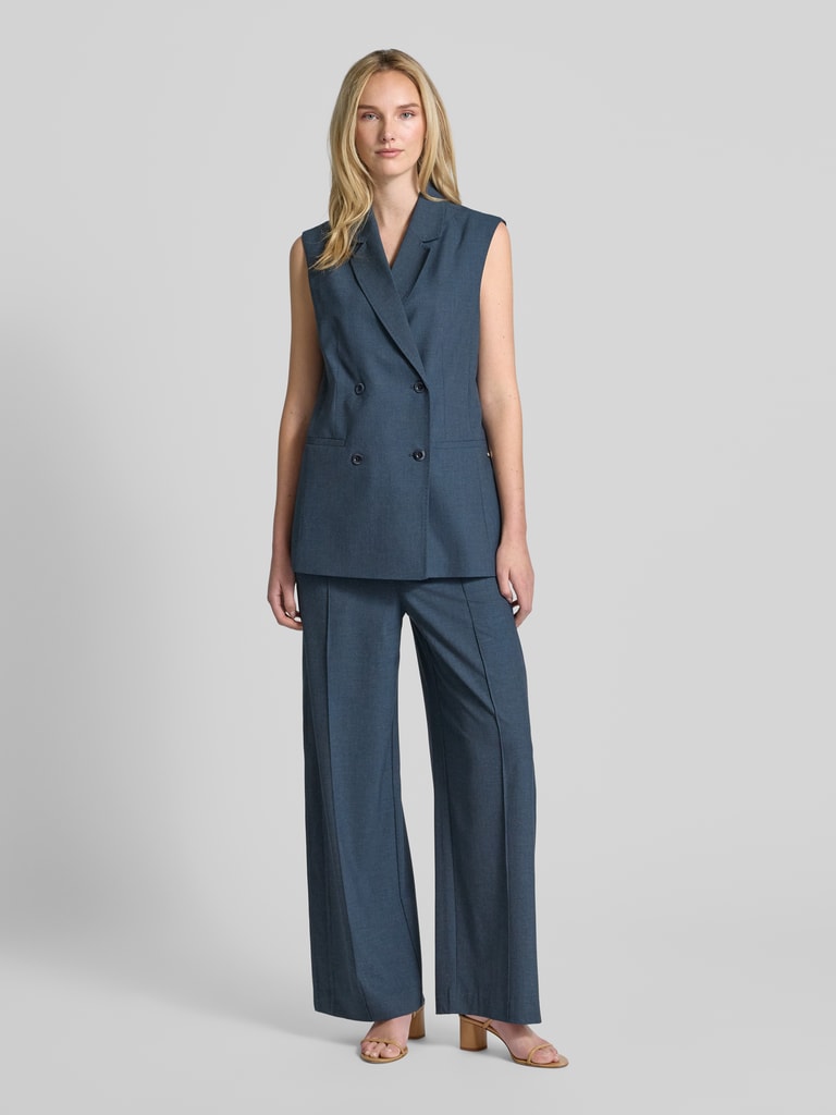 MOS MOSH Wide leg stoffen broek met vaste persplooien, model 'Nila Roy' in rookblauw online ...