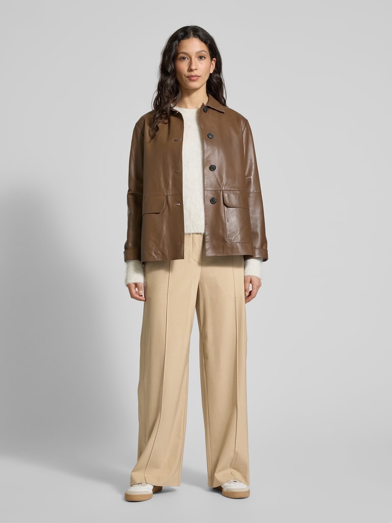 MOS MOSH Stoffen broek van viscosemix met persplooien, model 'Nila Roy' in zand online kopen | P&C