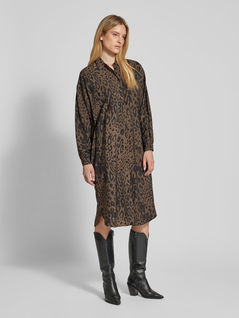 Kaffe Overhemdjurk met plooien, model 'jemma' in lichtbruin online ...