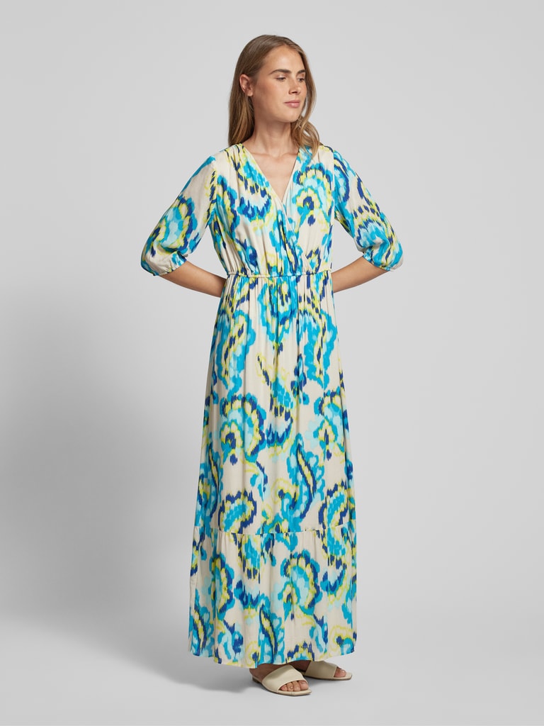 COMMA Maxi-jurk in wikkellook in turquoise online kopen | P&C