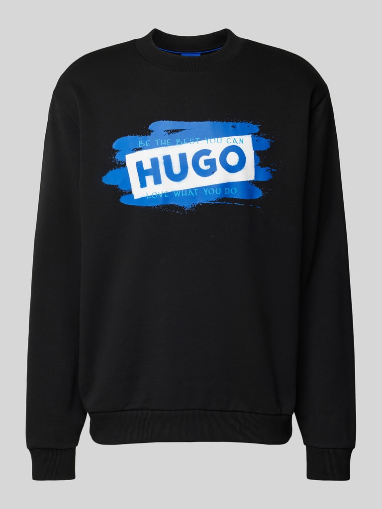 Kup online Hugo Blue Bluza z nadrukiem z logo model ‘Nabluey’ (czarny)