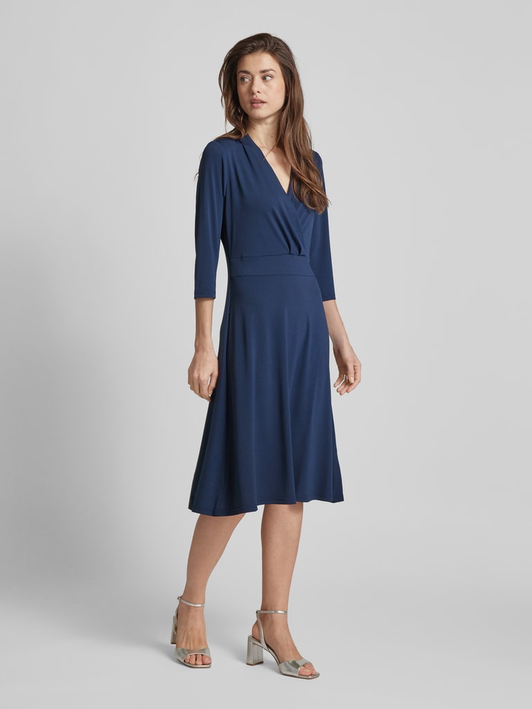 FREE/QUENT Midikleid mit V-Ausschnitt Modell 'Yrsa' (marine) online kaufen