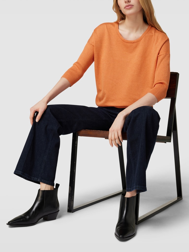 Saint Tropez Strickpullover mit 3/4-Ärmel Modell 'Mila' (orange melange ...