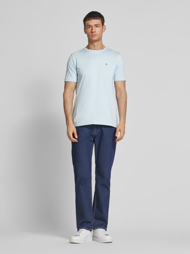 Fynch-Hatton T-Shirt mit Logo-Stitching (hellblau) online kaufen