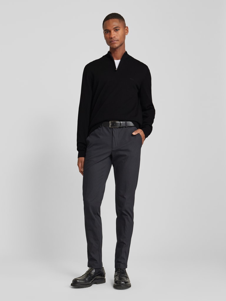 Kup online BOSS Sweter z dzianiny z krótkim zamkiem błyskawicznym model ...