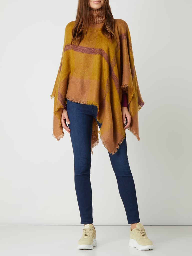 ICHI Poncho met franjes, model 'Fahlia' in camel online kopen | P&C