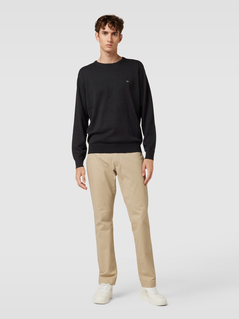 Fynch-Hatton Strickpullover mit Label-Stitching (black) online kaufen