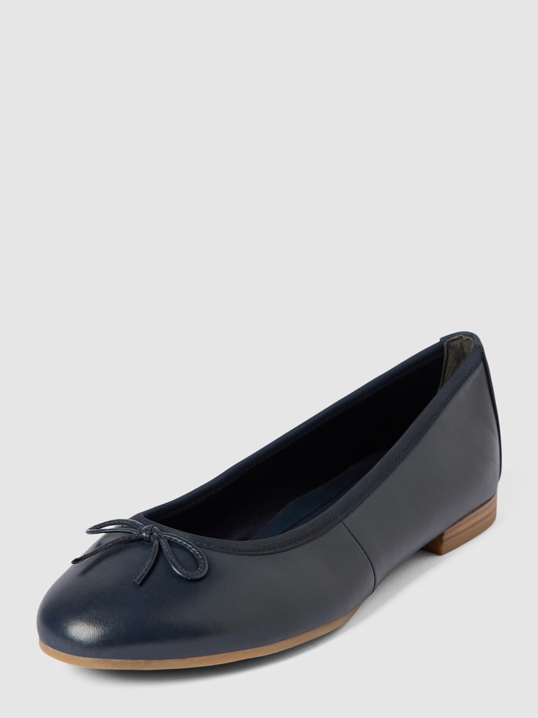 Tamaris Ballerinas Van Leer Met Sierstrik Model Basic In Marineblauw Online Kopen Pandc