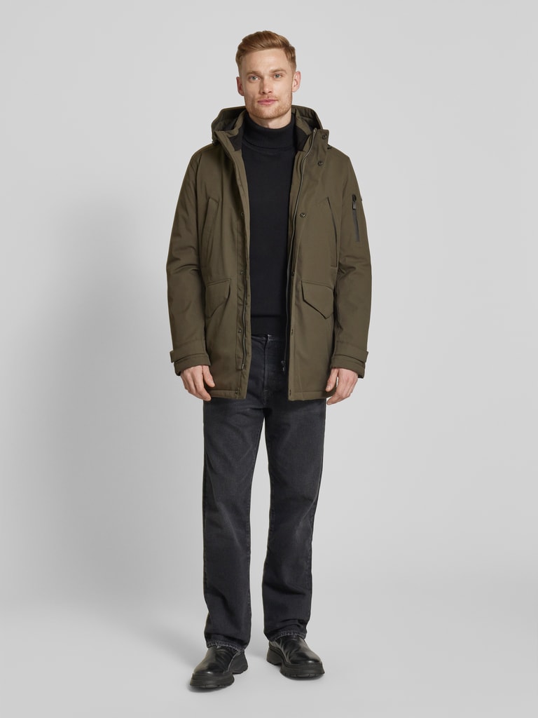 bugatti Parka met capuchon, model 'Rainseries' in olijfgroen online ...