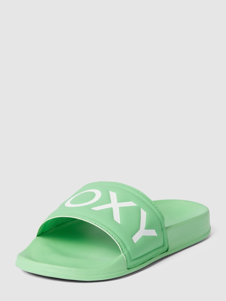 Roxy Slippers met labeldetail, model 'SLIPPY' in lichtgroen online ...